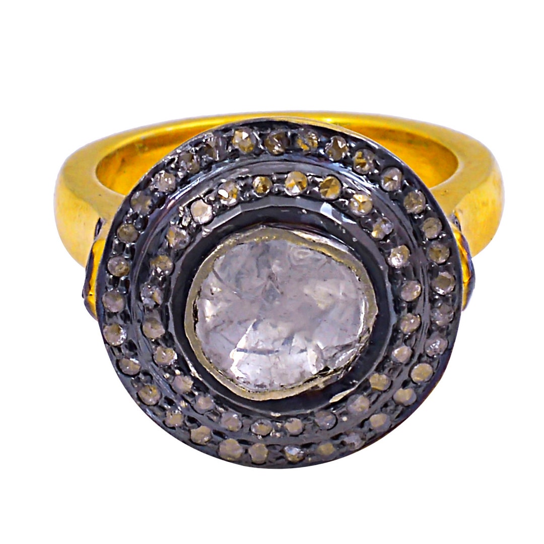 Pave Polki Diamond Ring, Polki Jewelry, Victorian Ring, Art Deco ...