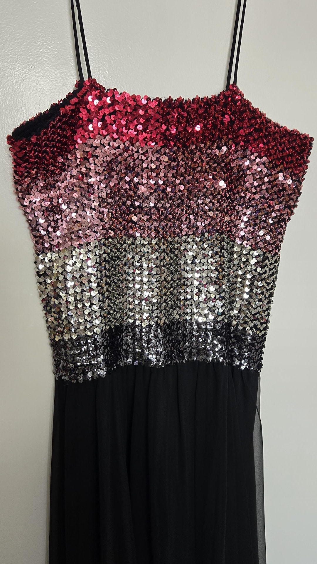 Vintage Disco Sequin Flowy Maxi Dress - Etsy