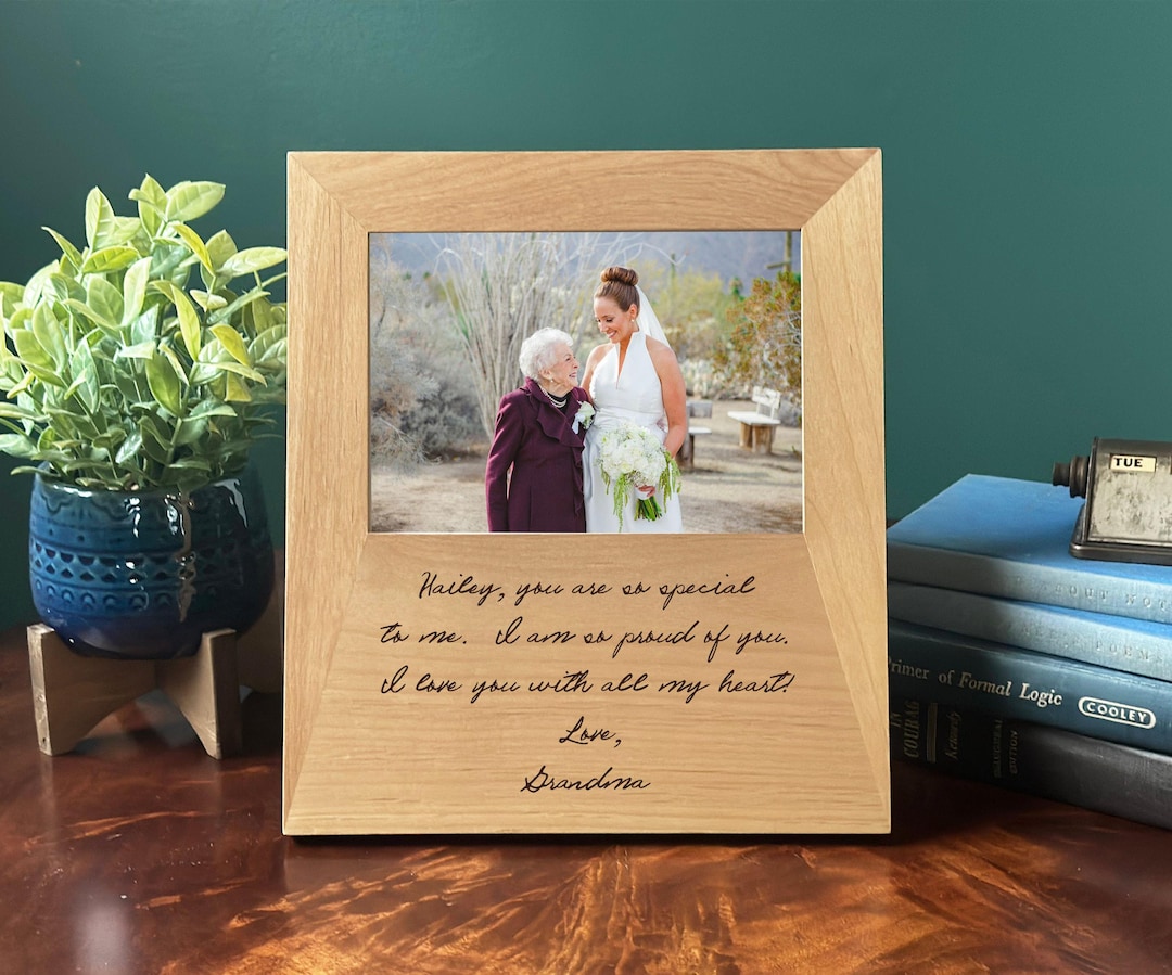 Handwriting Engraved Wood Picture Frame, Personalized Memorial Gift - Etsy