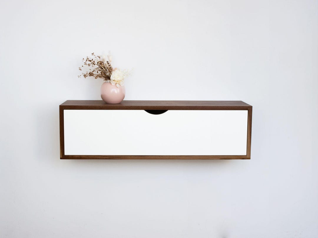 Minimalist Hardwood Floating Console Table, Floating Wood Cabinet ...