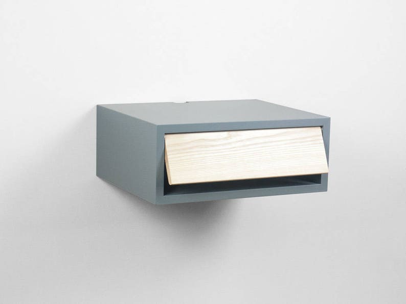 Devon Gray Contemporary Floating Nightstand, Lacquer Coating High End ...