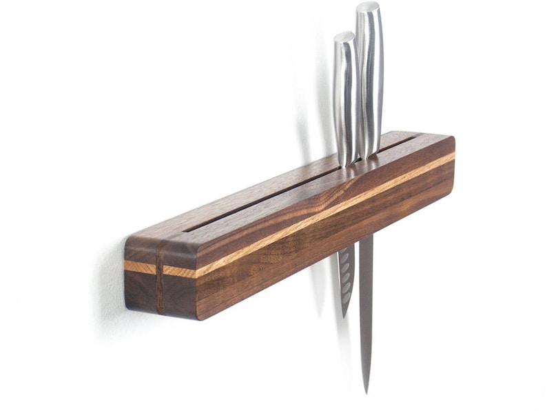 Walnut Floating Knife Rack Hardwood Knife Holder | Etsy