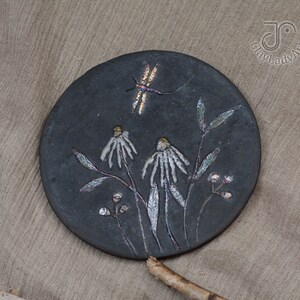 Ceramic Art Tile With Flowers, Raku Ceramic Picture, Room Decoration ...