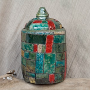 Raku Ceramic Kitchen Bin With Lid, Jewelry Box, Storage Box, Trinket ...