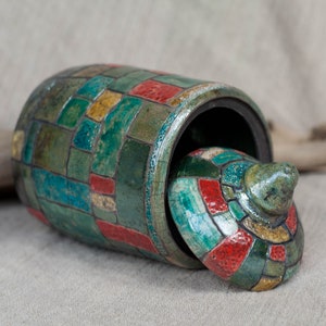 Raku Ceramic Kitchen Bin With Lid, Jewelry Box, Storage Box, Trinket ...