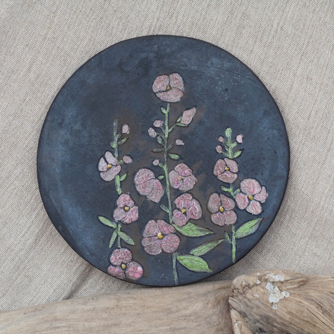 Raku Ceramic Art Tile With Flowers, Wall Decor, Room Decor, Home Decor, Raku Ceramic Picture ...