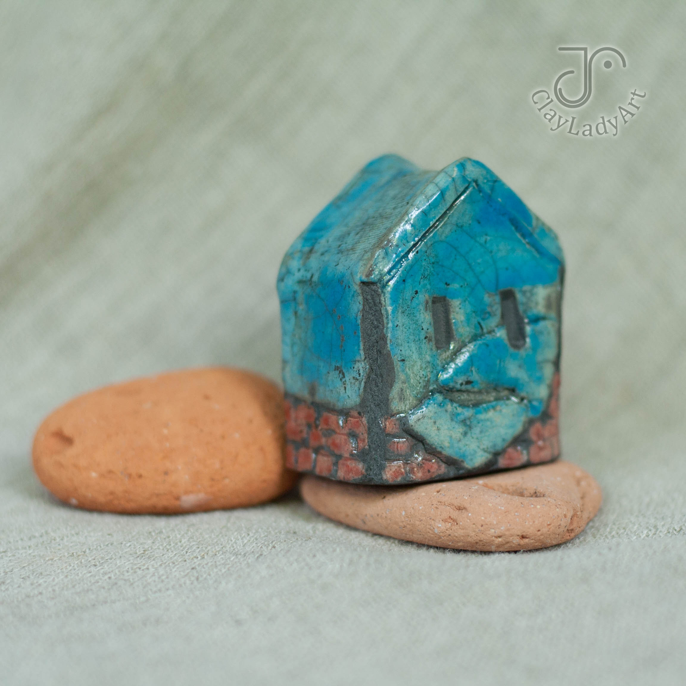 Ceramic Tiny House With Bird, Miniature House, Little Ceramic Cottage ...