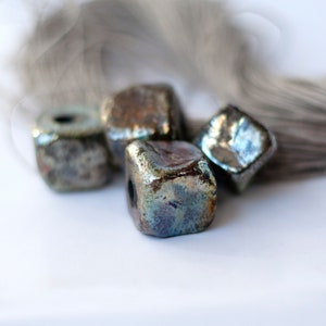 4 Rainbow Raku Ceramic Beads, Set of Beads, Jewelry Accessories ...