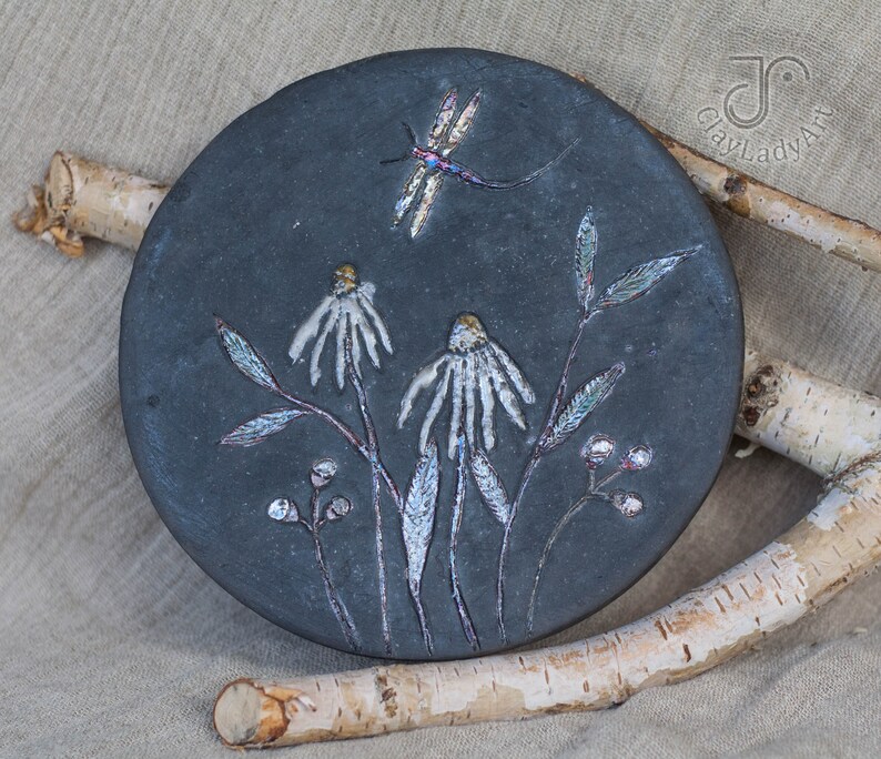 Ceramic Art Tile With Flowers, Raku Ceramic Picture, Room Decoration ...