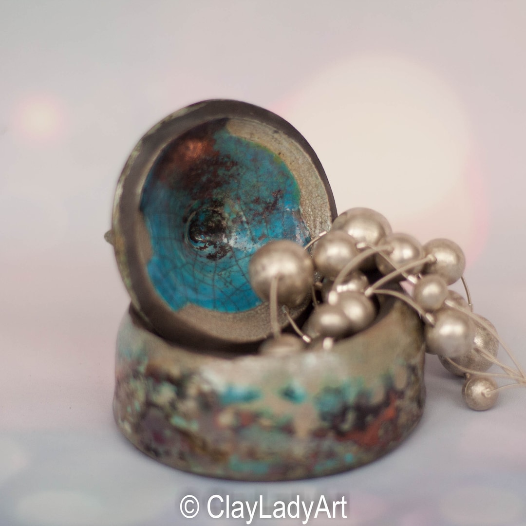 Ceramic Box With Lid, Ceramic Stash Box, Raku Ceramic Ring Box, Ceramic ...