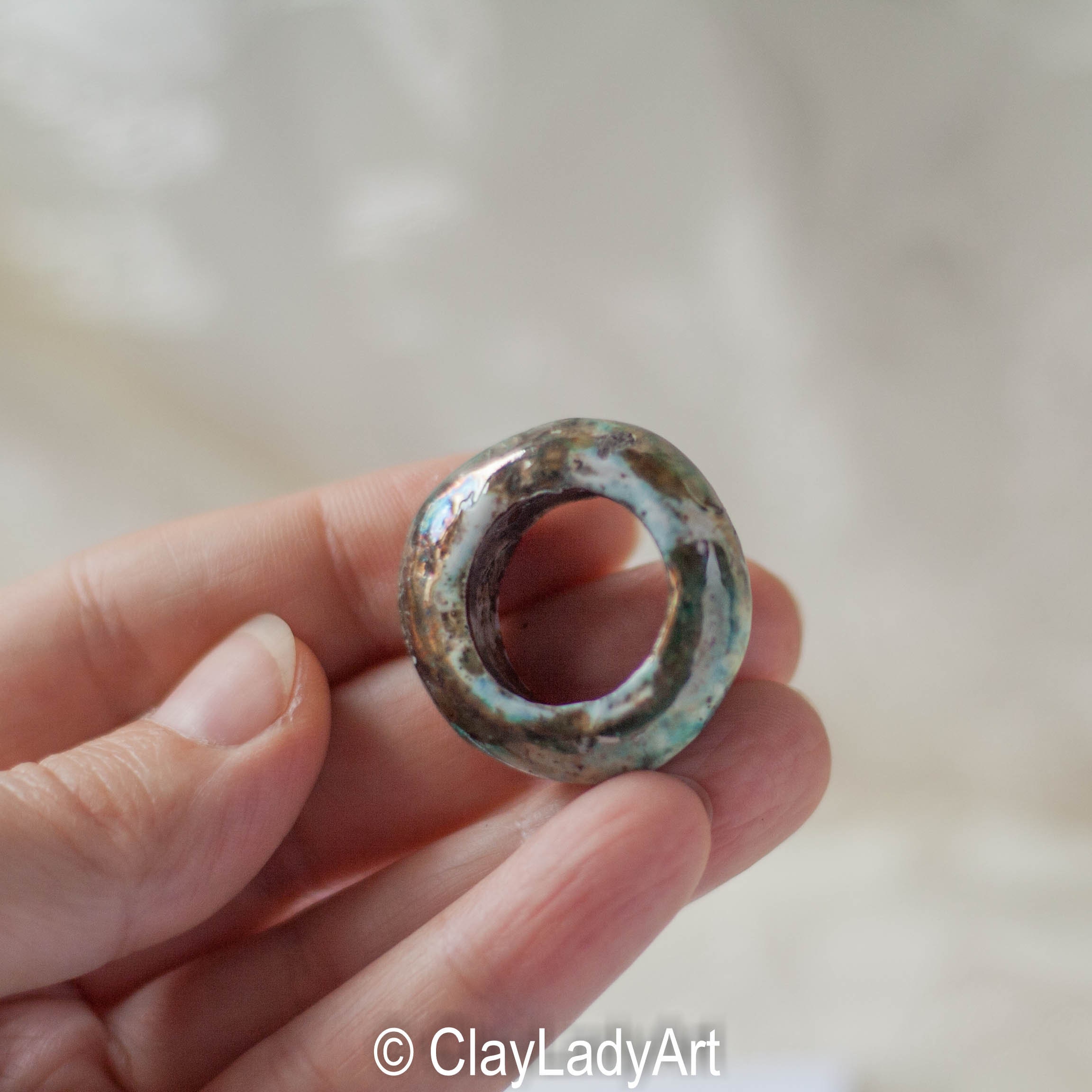 3 round ceramic beads set of raku ceramic beads with big | Etsy