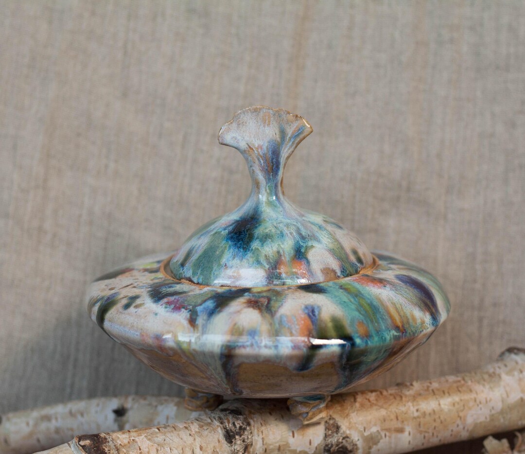 Ceramic Box With Lid, Ceramic Stash Box, Raku Ceramic Ring Box, Ceramic ...