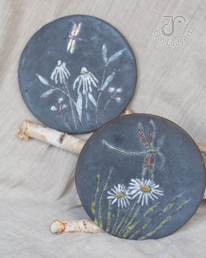 Ceramic Art Tile With Flowers, Raku Ceramic Picture, Room Decoration ...