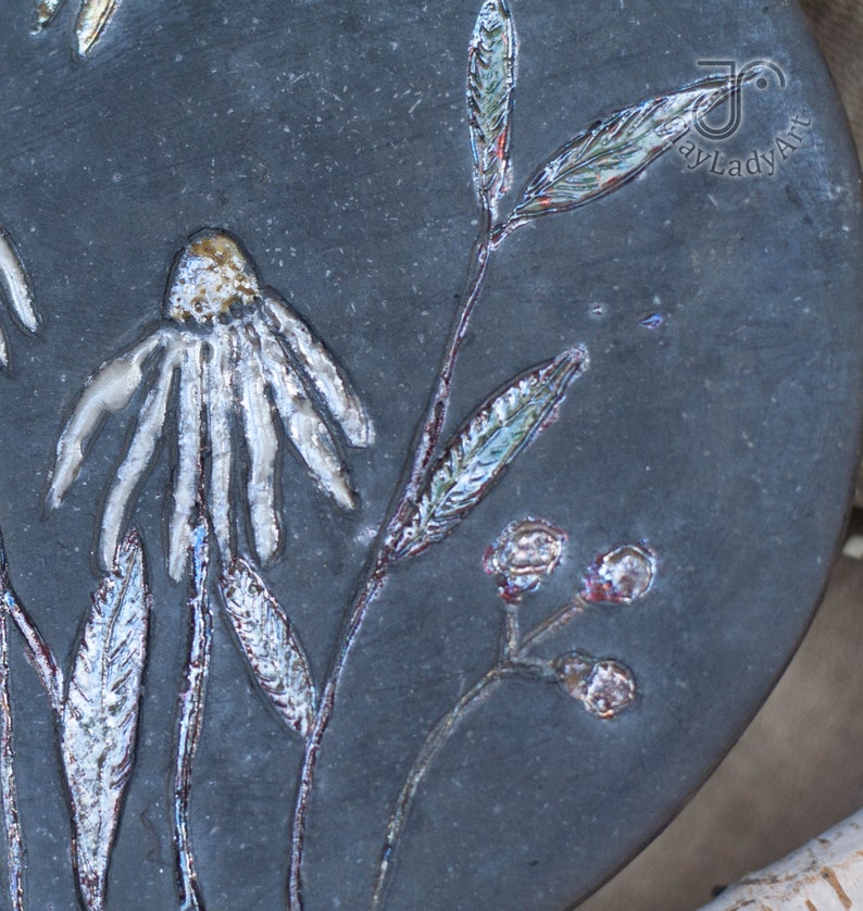 Ceramic Art Tile With Flowers, Raku Ceramic Picture, Room Decoration ...