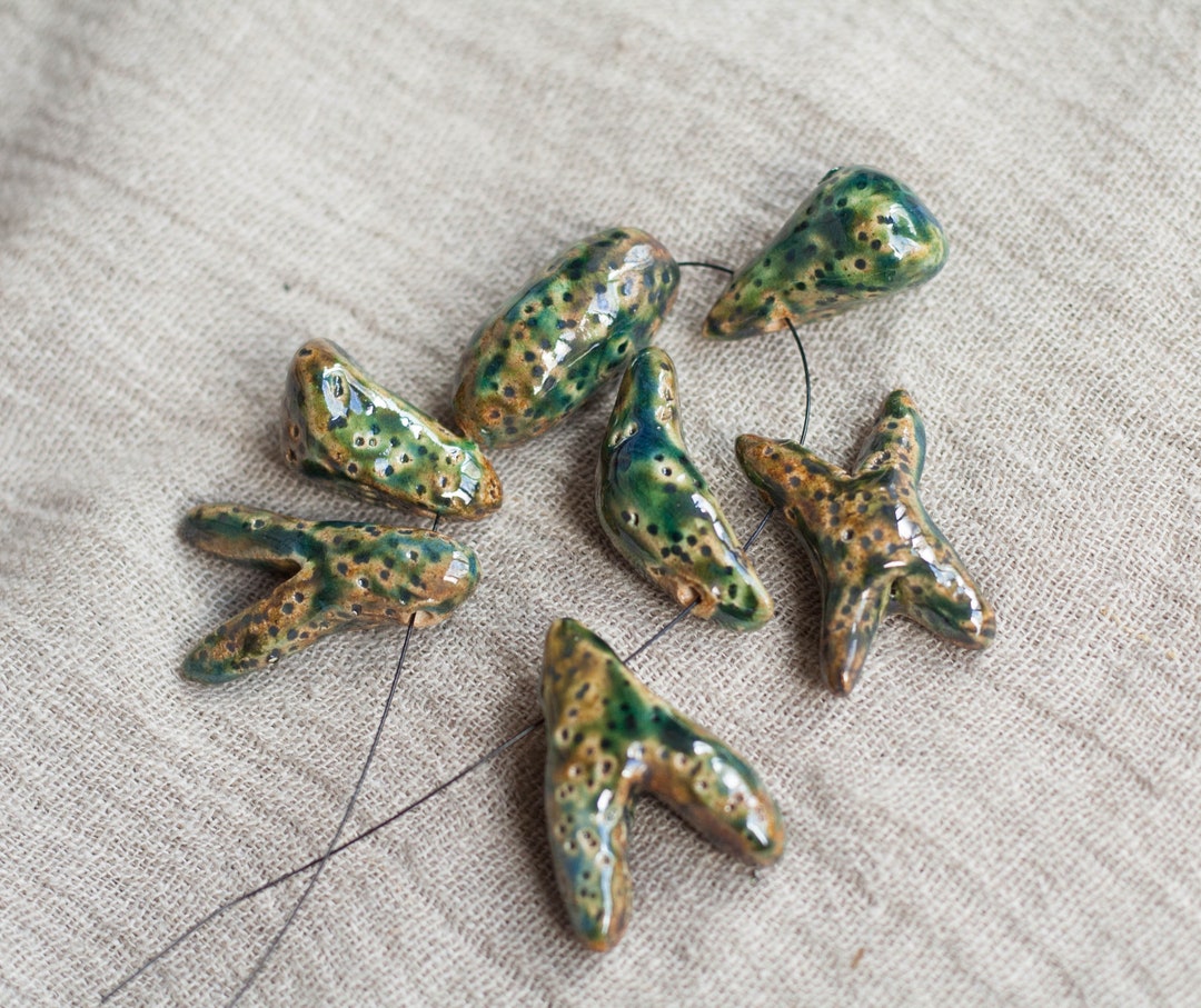 7 Raku Ceramic Beads, Set of Beads, Jewelry Findings, Jewelry ...