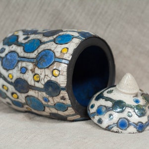 Raku Ceramic Kitchen Bin With Lid, Jewelry Box, Storage Box, Trinket ...