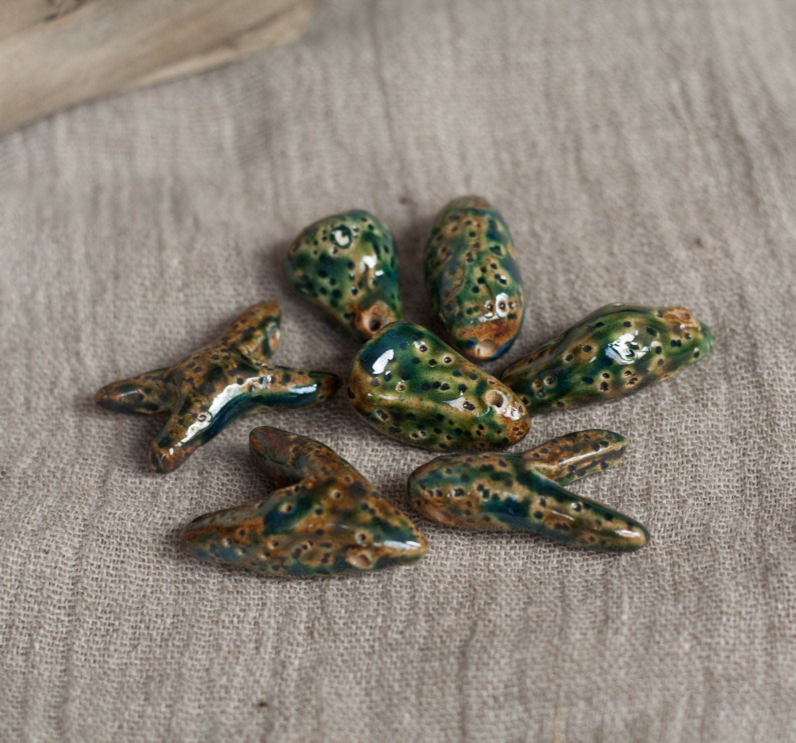 7 Raku Ceramic Beads, Set of Beads, Jewelry Findings, Jewelry ...
