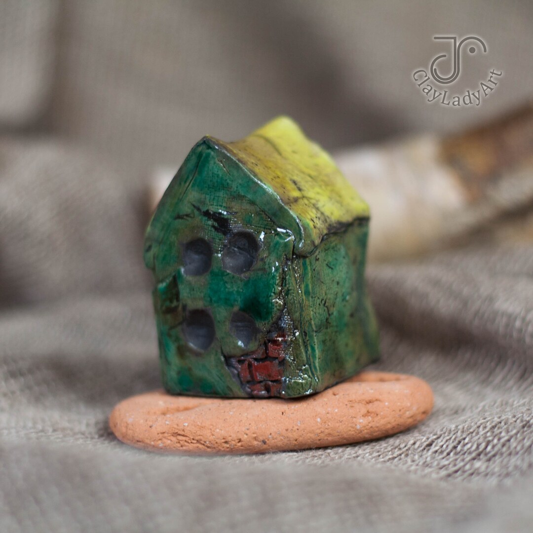 Ceramic Tiny House, Miniature House, Little Ceramic Cottage, Home Decor ...