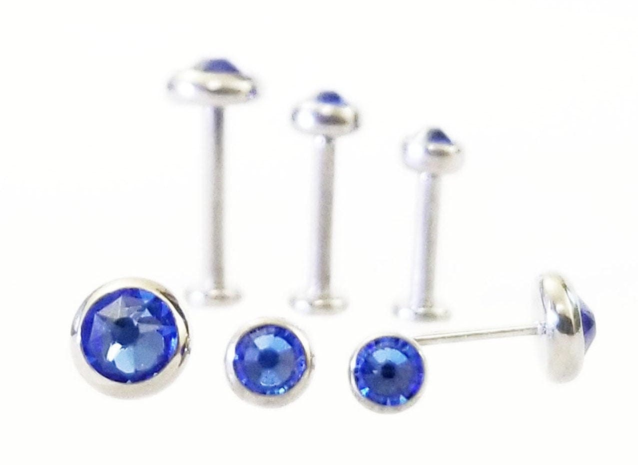 20g 18g 16g SAPPHIRE TITANIUM THREADLESS Blue 4-10mm Post w/ | Etsy