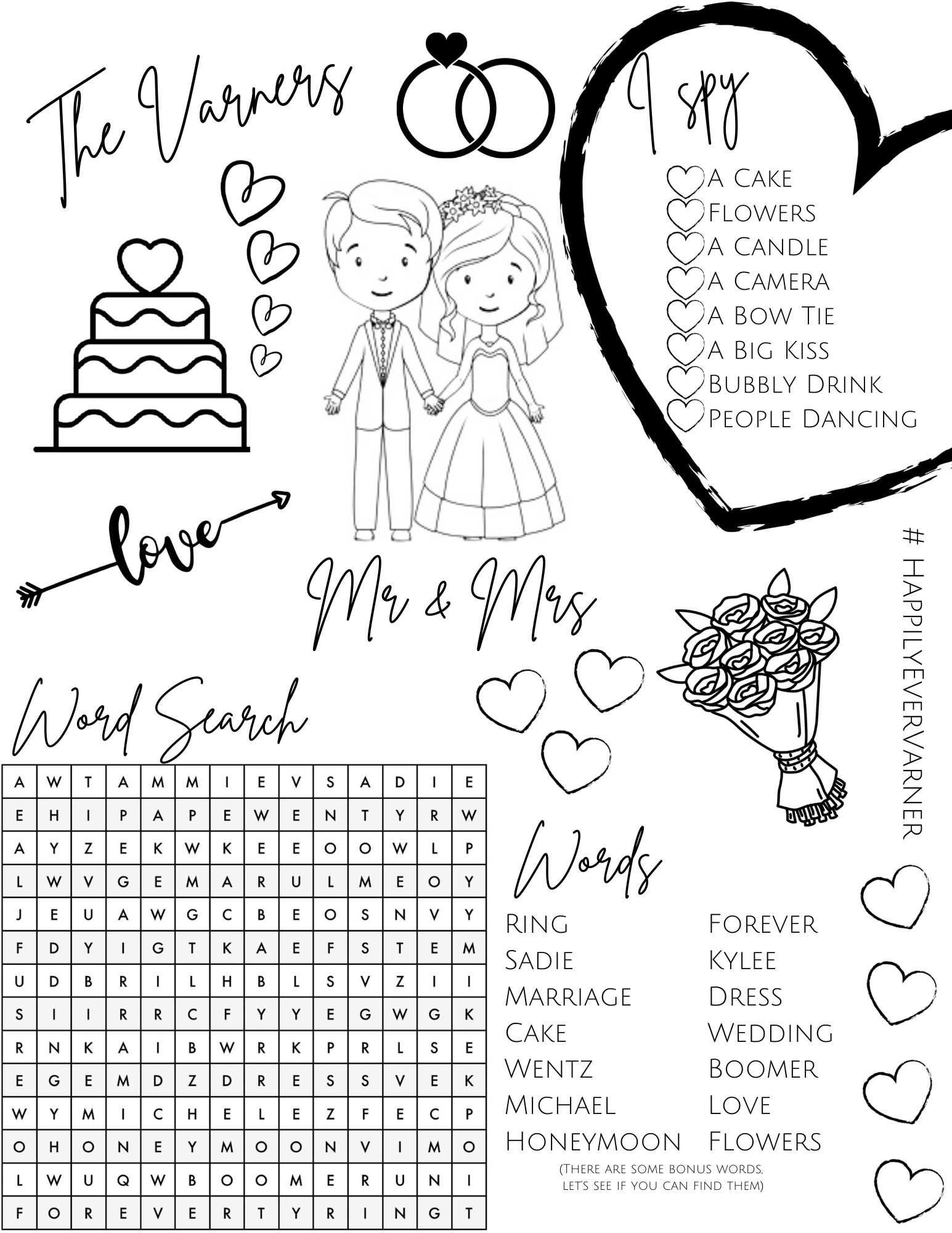 Wedding Activity Sheet - Etsy