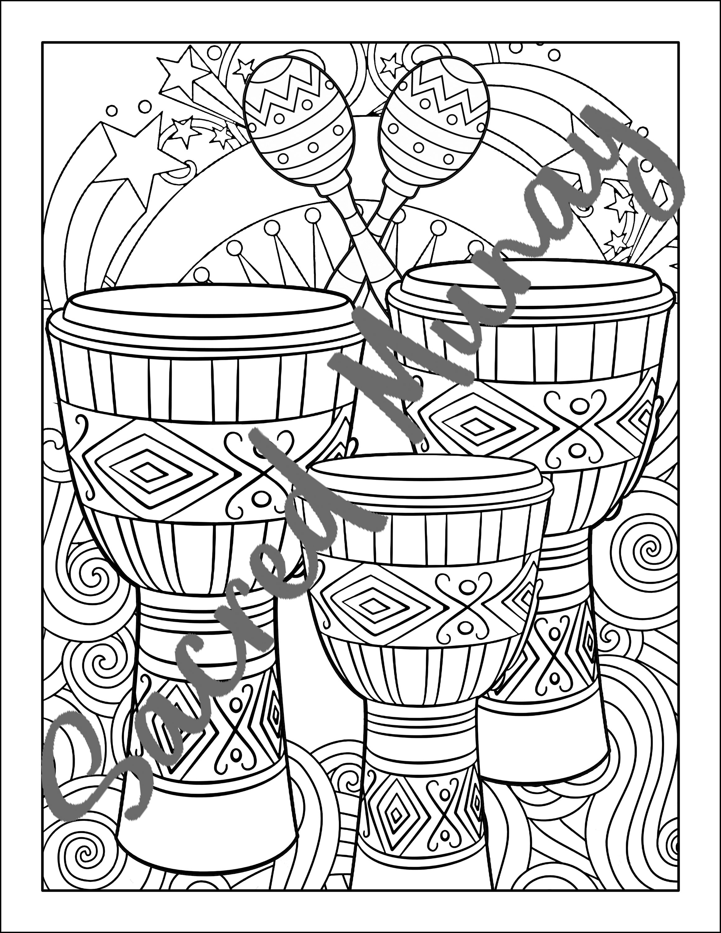 African Drum Coloring Pages