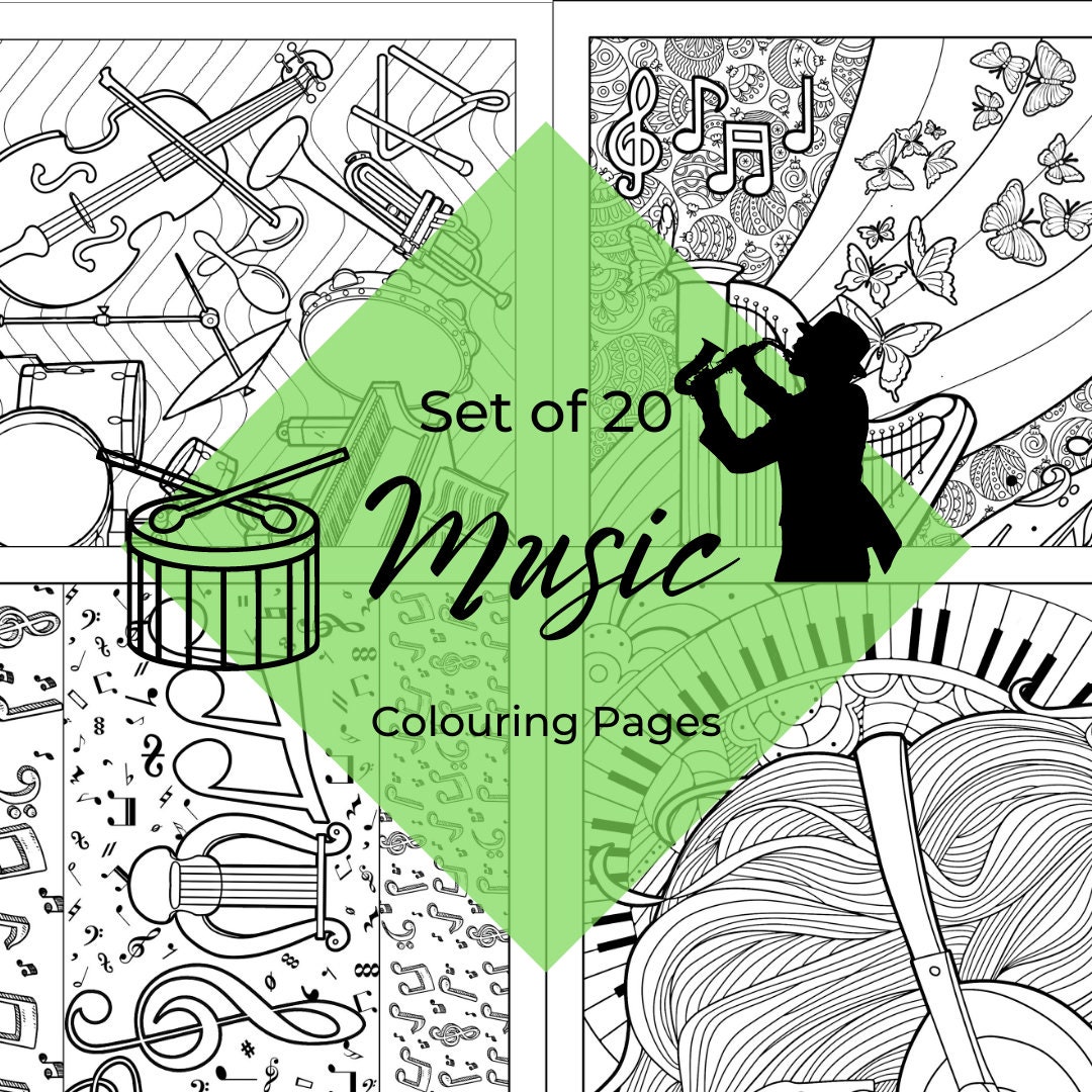 20 Music Colouring Pages, Printable Colouring Pages for All Ages; Girls ...