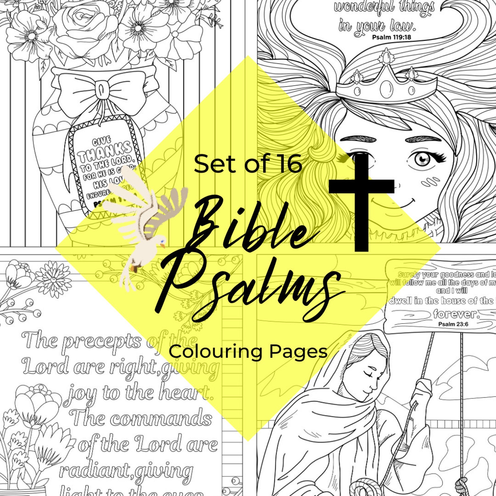 16 Bible Psalms Colouring Pages, Printable Colouring Pages for Kids ...