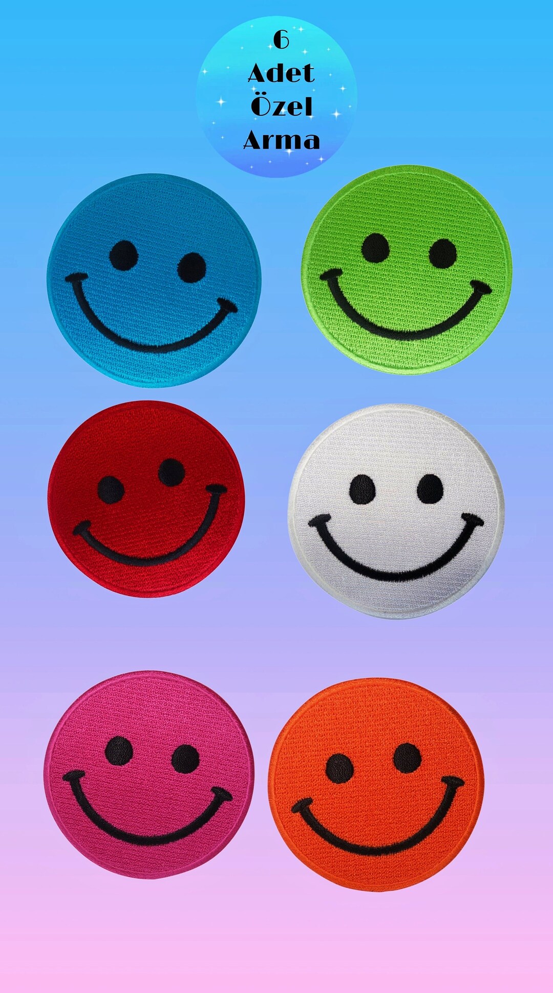 6 Pcs Smiley Emoji Patches Smiley Face Iron on Patches - Etsy