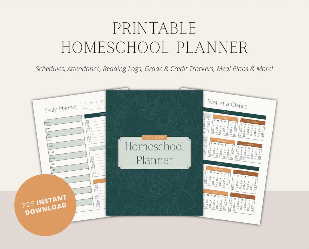 Homeschool Planner 2024-2025, Printable Homeschool Planner Workbook for ...