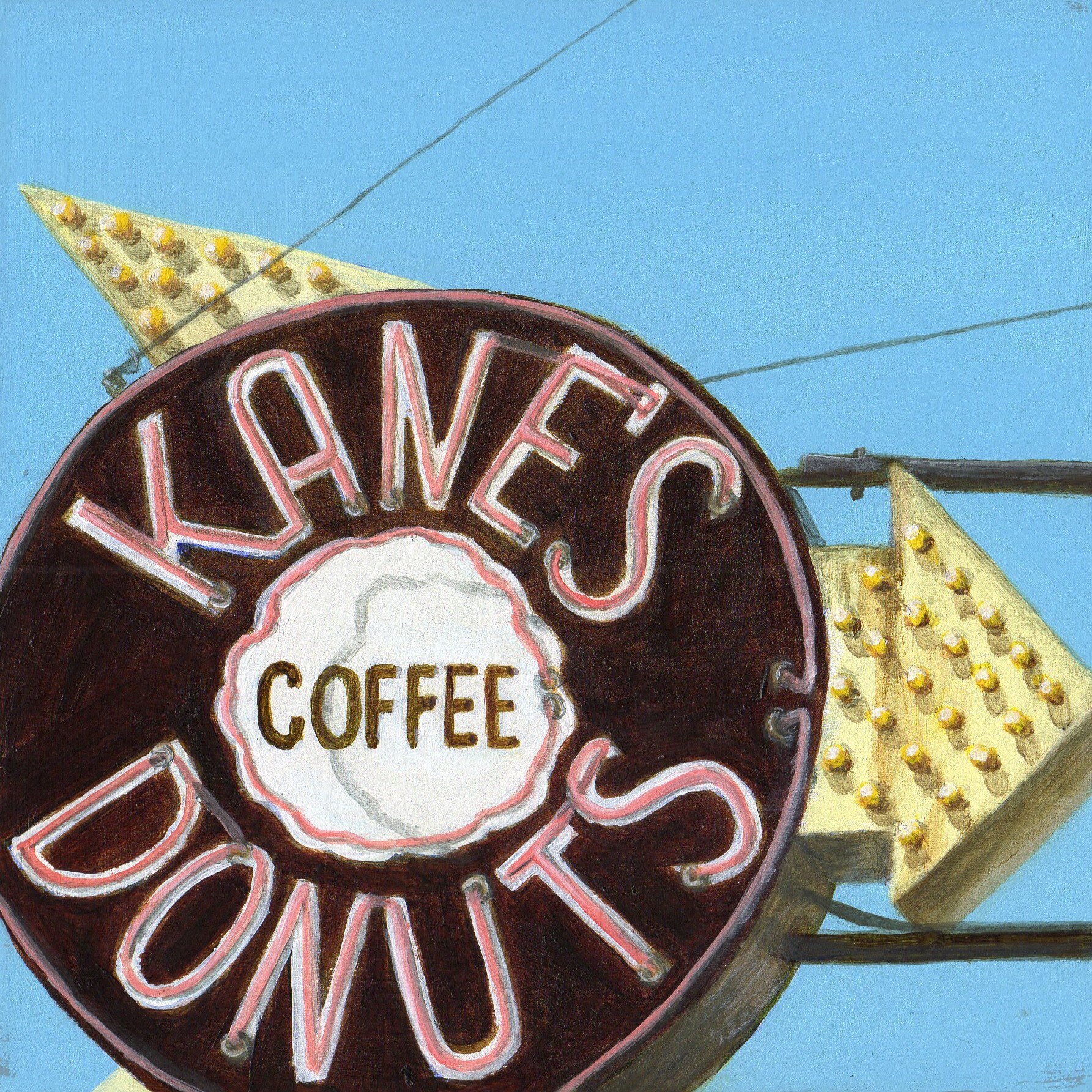 Kane's Donuts, impresión artística de la pintura de Saugus Retro Donut ...