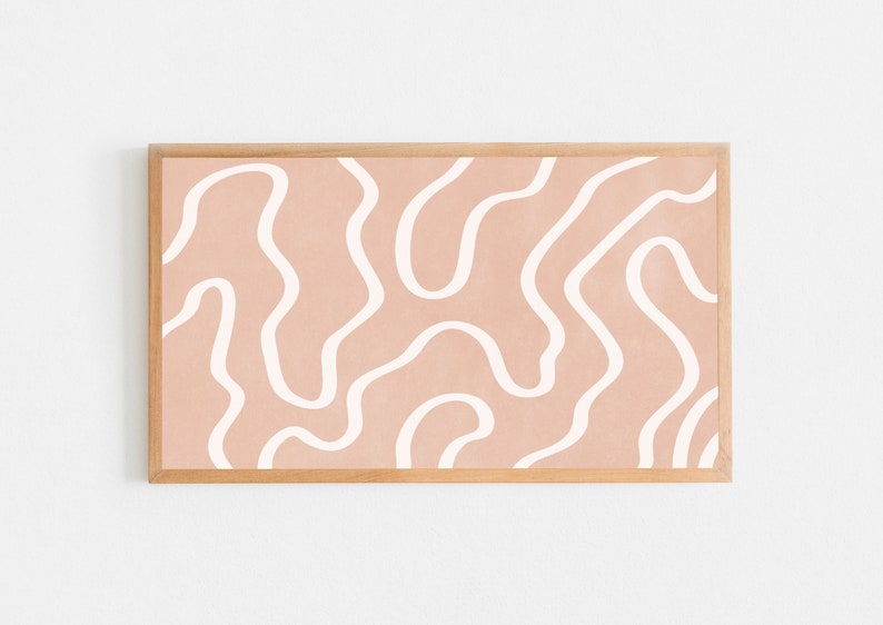 Home Décor Neutral Beige Abstract Samsung frame tv art 4k Line art for ...