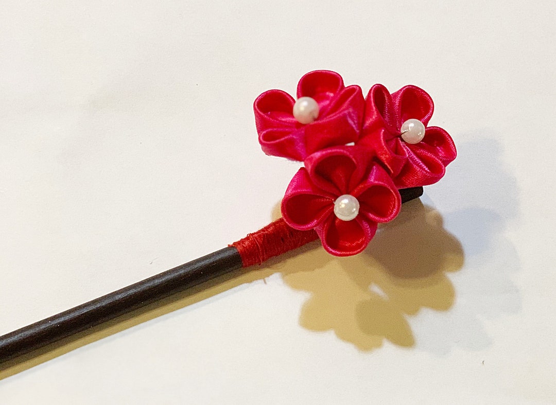 Rose Pink Color Hair Stick Casual Daily Kanzashi Hair Stick - Etsy