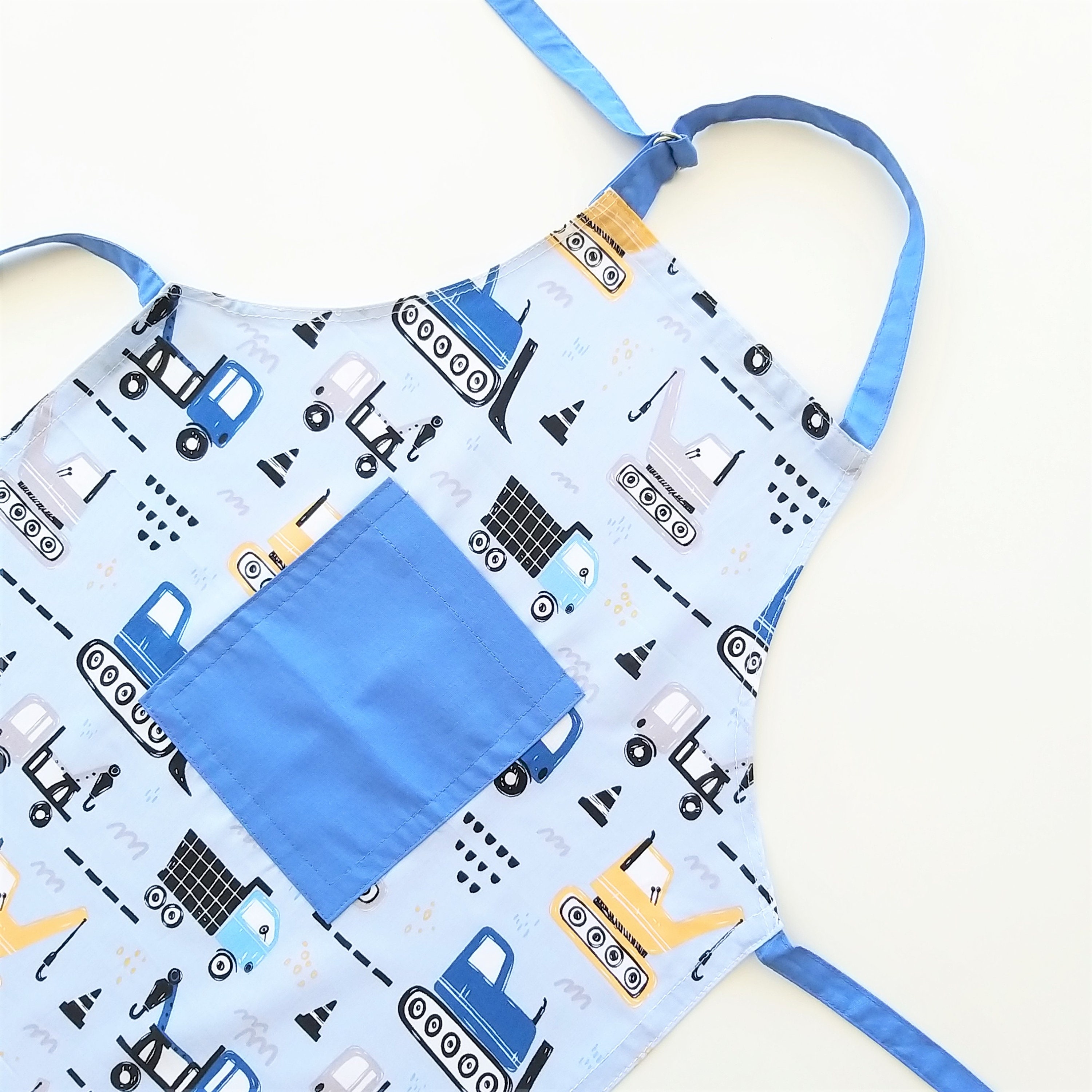 Construction Apron for Boys in White Blue or Yellow Truck - Etsy