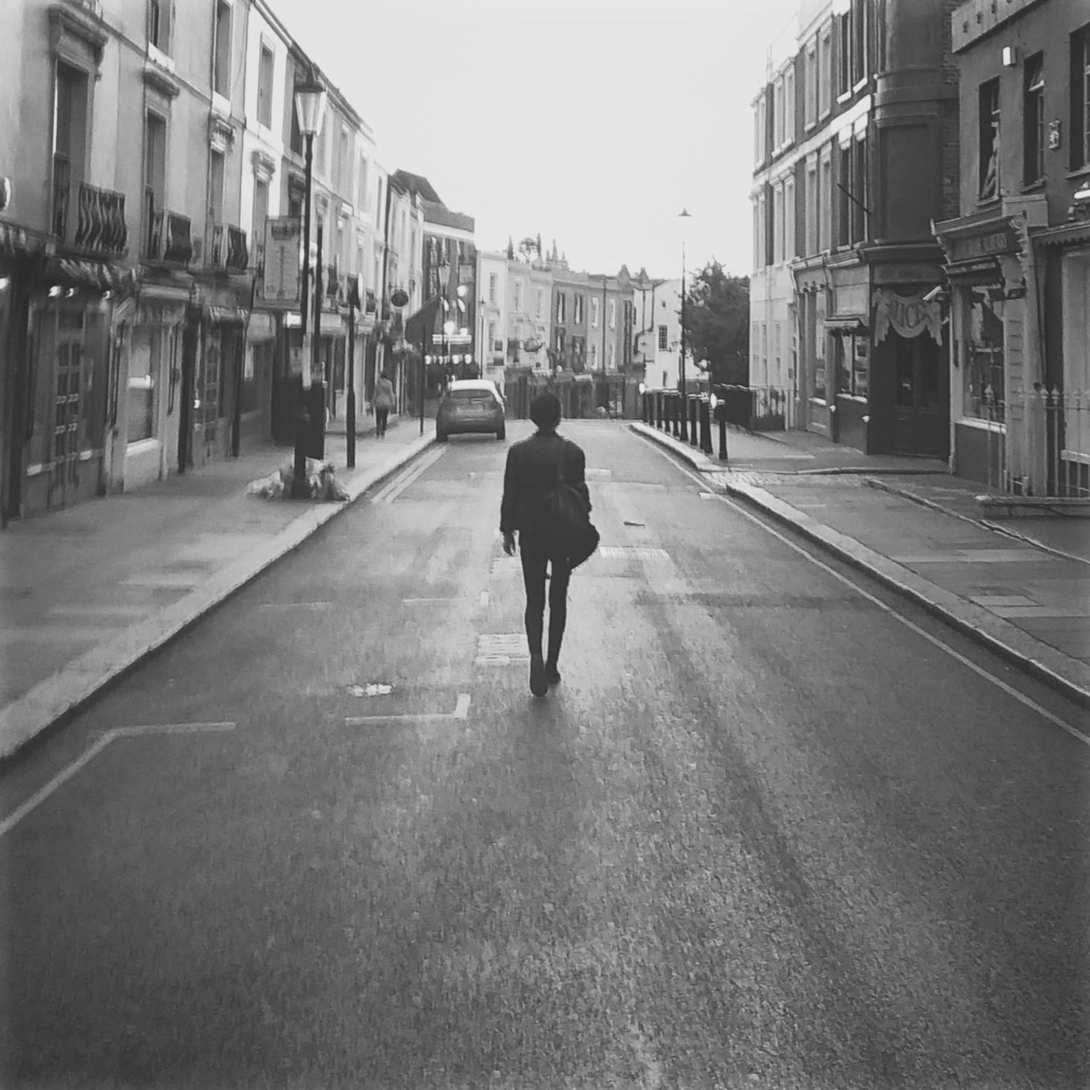 Lonely Girl on Empty Street, Portobello Road, Notting Hill, London ...