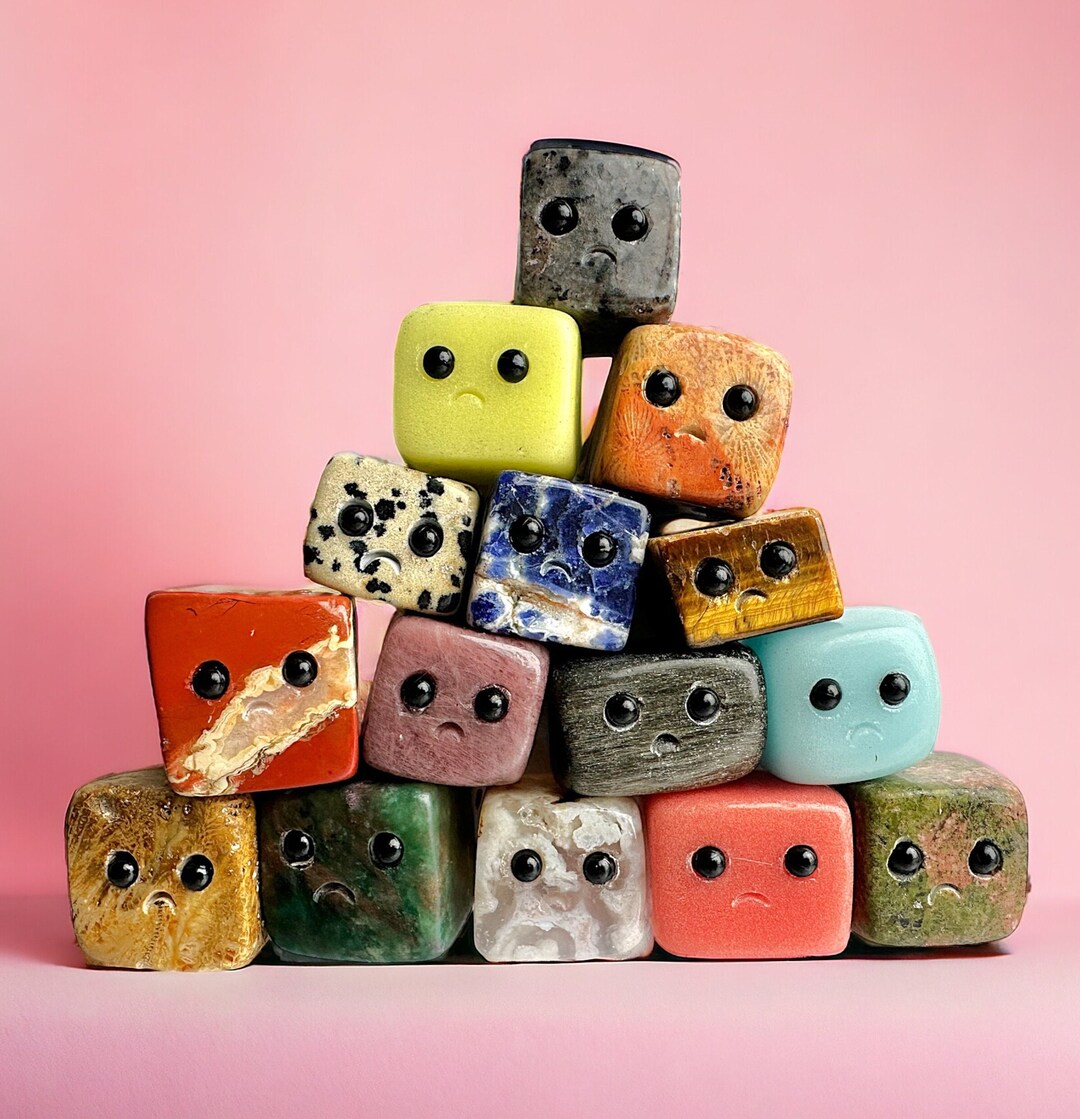 Mystery Crystal Cube Frownie Buddy • Carved Gemstone Frownie Face ...