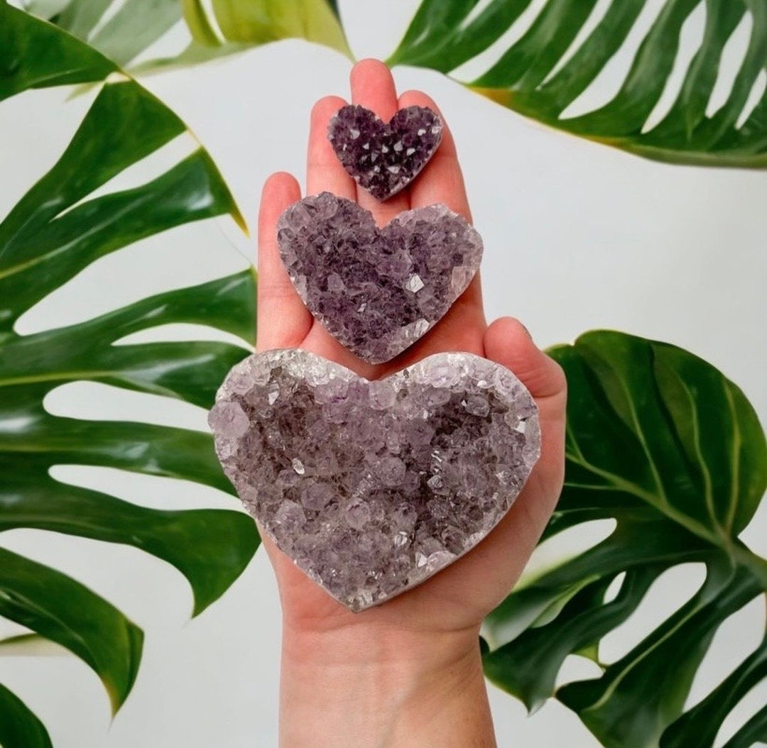C12 natural Amethyst Crystal Heart Geode Cluster - Etsy