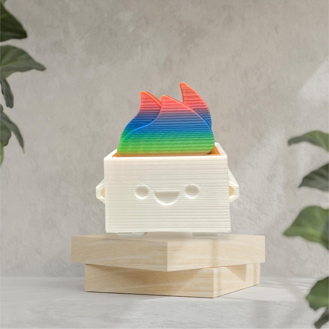 3D Printed Dumpster Fire Buddy – Rainbow Flames Desk Decor - Etsy