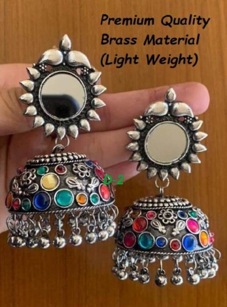 Beautiful Oxidized Silver Plated Handmade Jhumka Jhumki Indian - Etsy