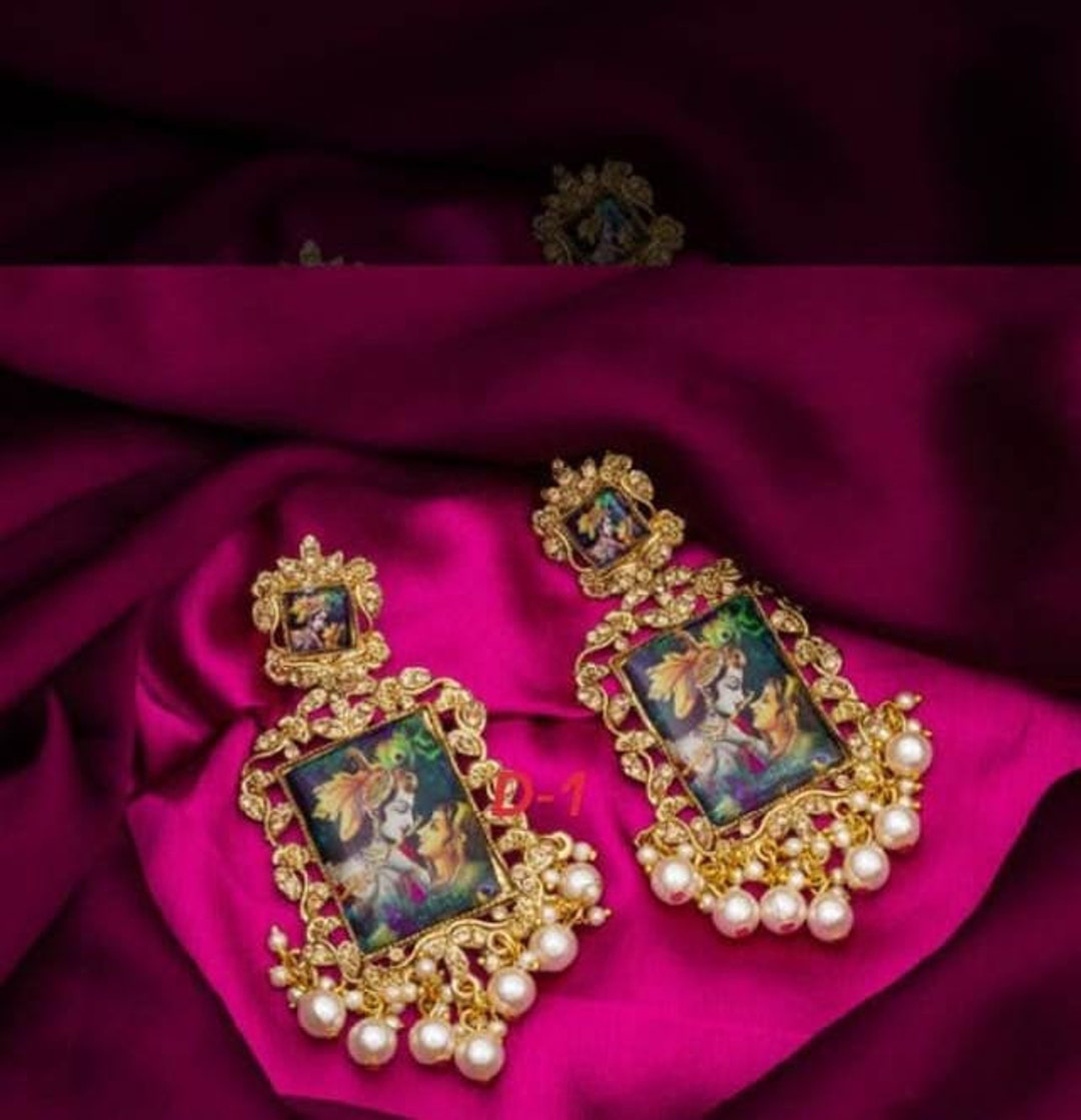 Designer Indian Handmade Kundan Ethnic Gold Earrings Traditional ...