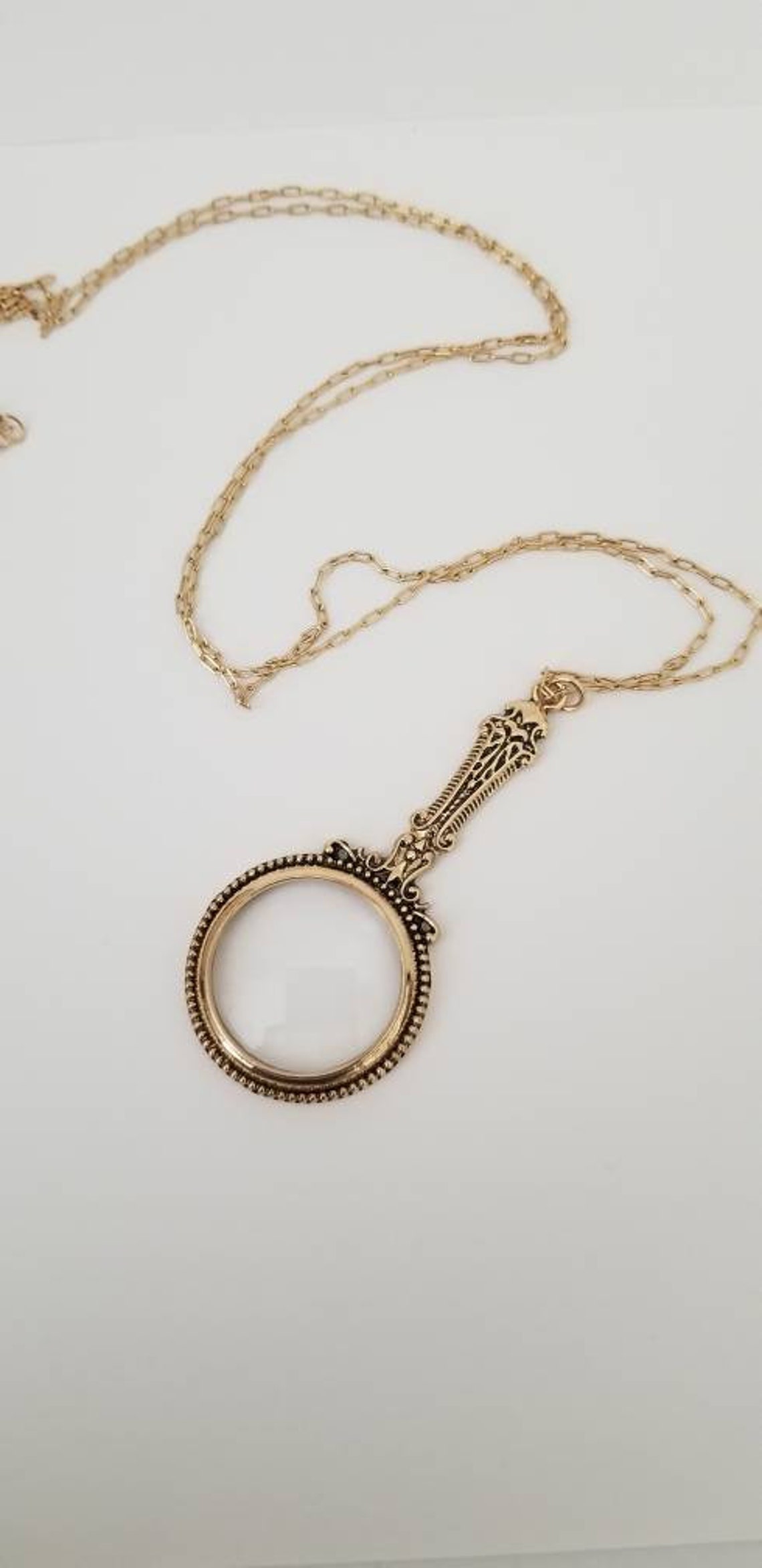Antique Gold Magnifying Glass Necklace - Etsy