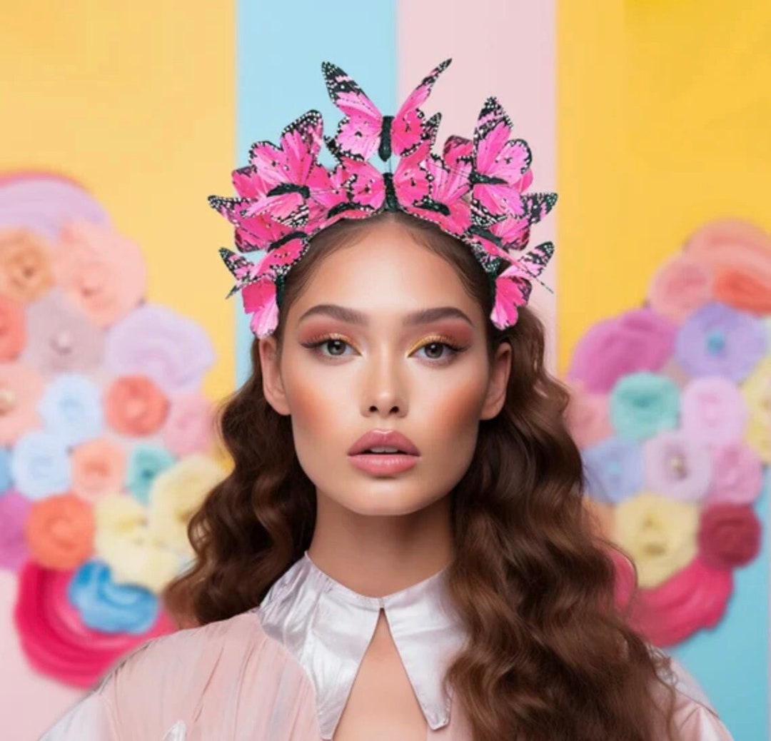 Pink Butterfly Fascinator, Coachella Festival Style, Bohemian Butterfly ...