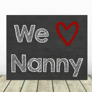 We Love Nanny, Printable Chalkboard Sign, Baby Photo Prop, Gift for ...