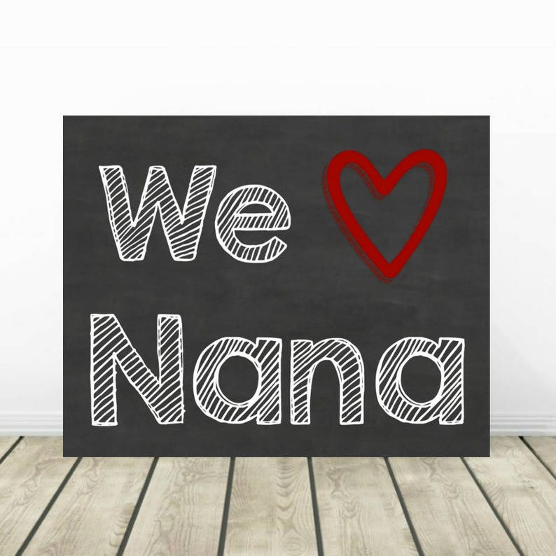 We Love Nana Printable Chalkboard Sign Baby Photo Prop Gift - Etsy