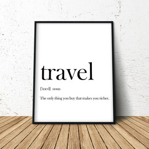 Travel Definition, Definition Print, Travel Quote, Definition Poster ...