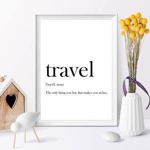 Travel Definition, Definition Print, Travel Quote, Definition Poster ...