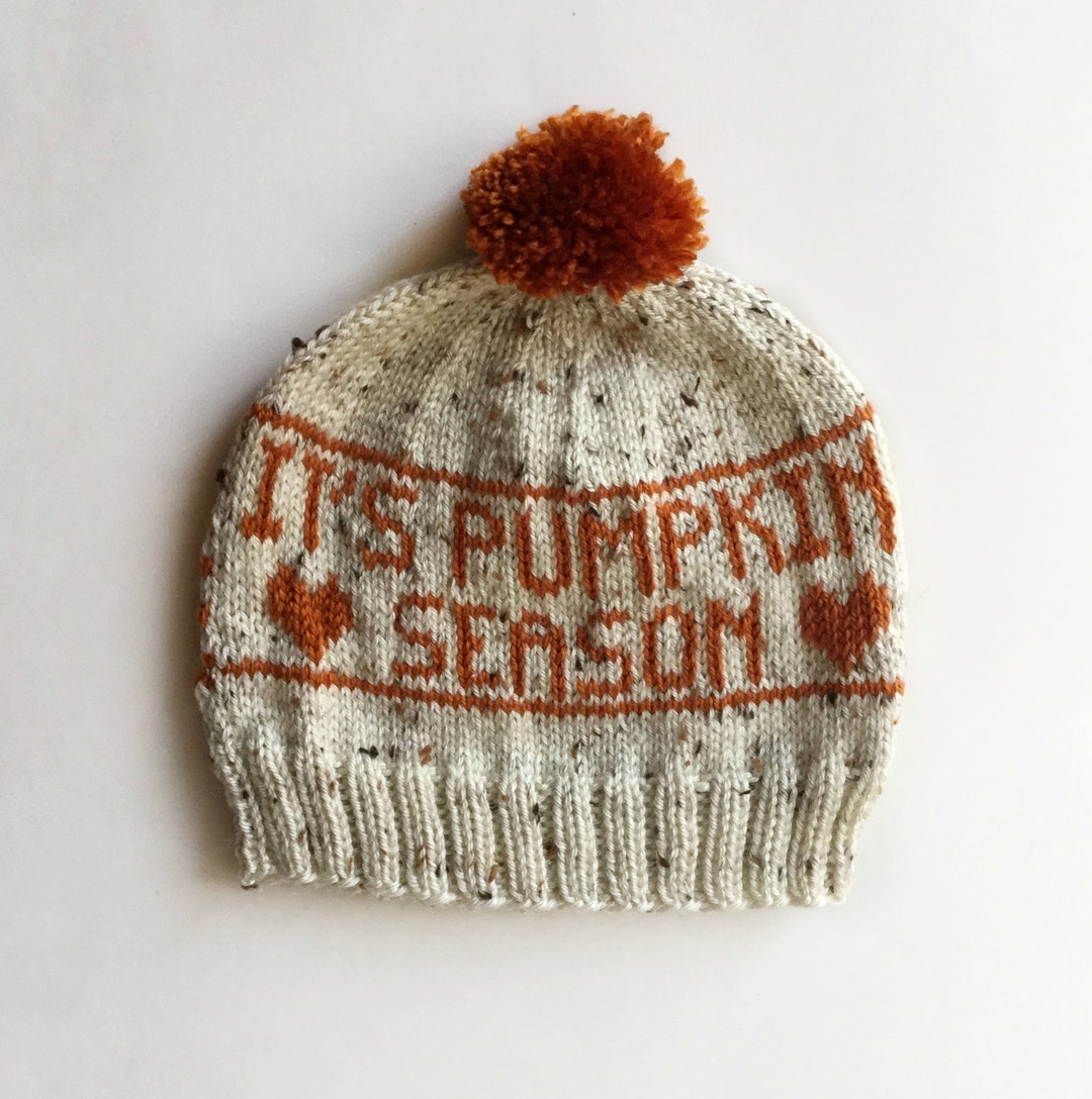 Fall Beanie, It's Pumpkin Season, Halloween Knit Hat, Fall Toque ...