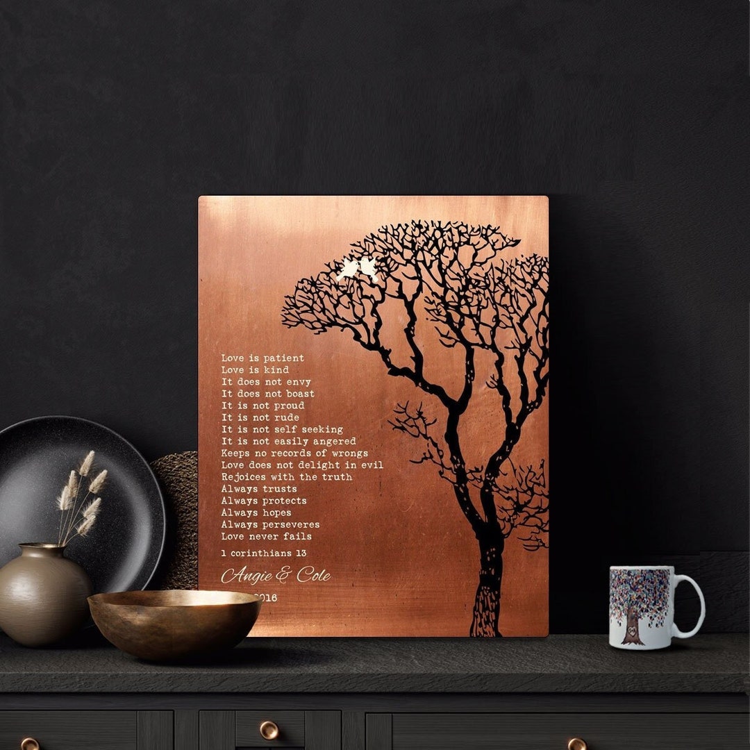 1 Corinthians 13 on Copper 7 Year Anniversary Gift for Wife Copper Gift ...