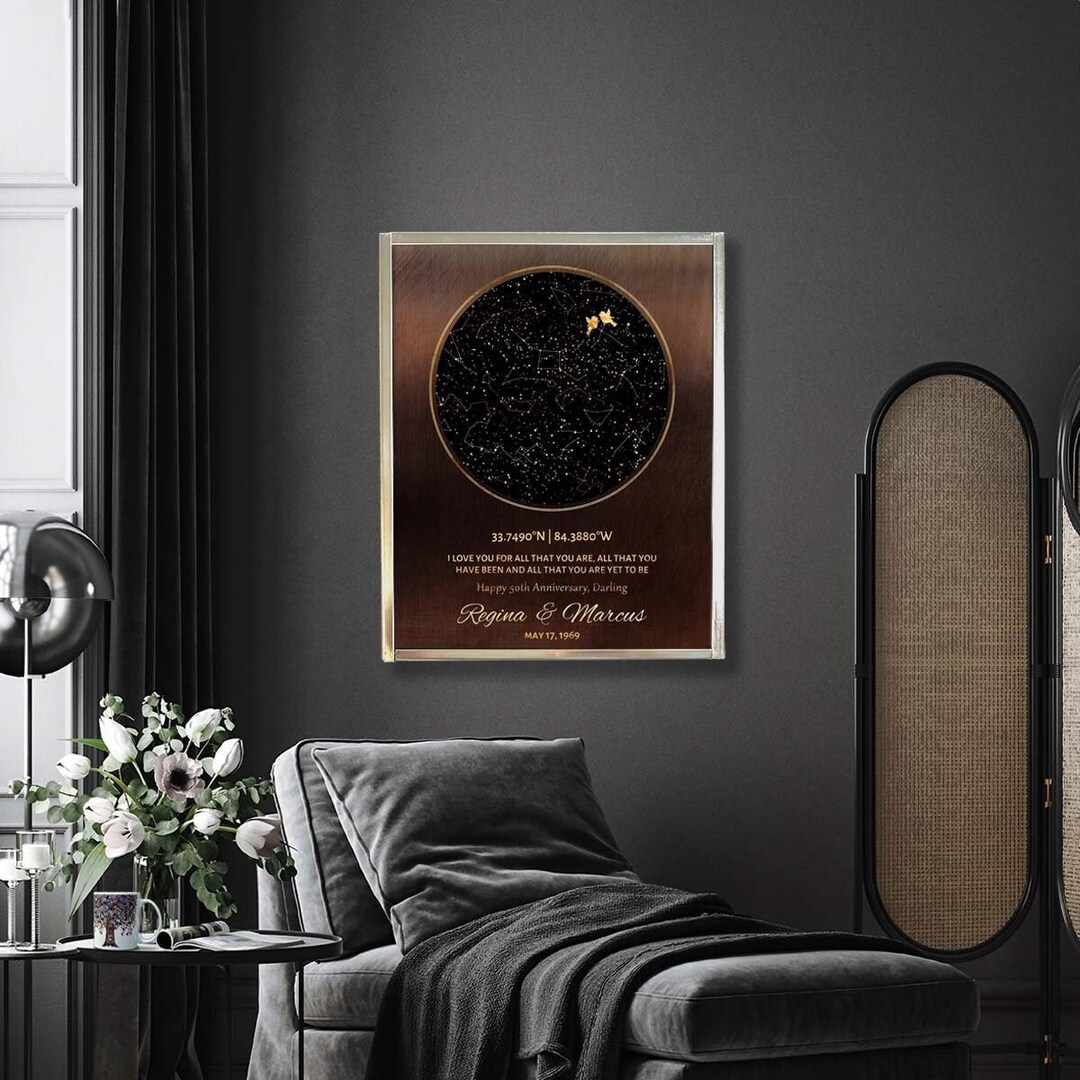 50th Anniversary Gift, Golden Anniversary, Star Chart for Couple, Gift ...