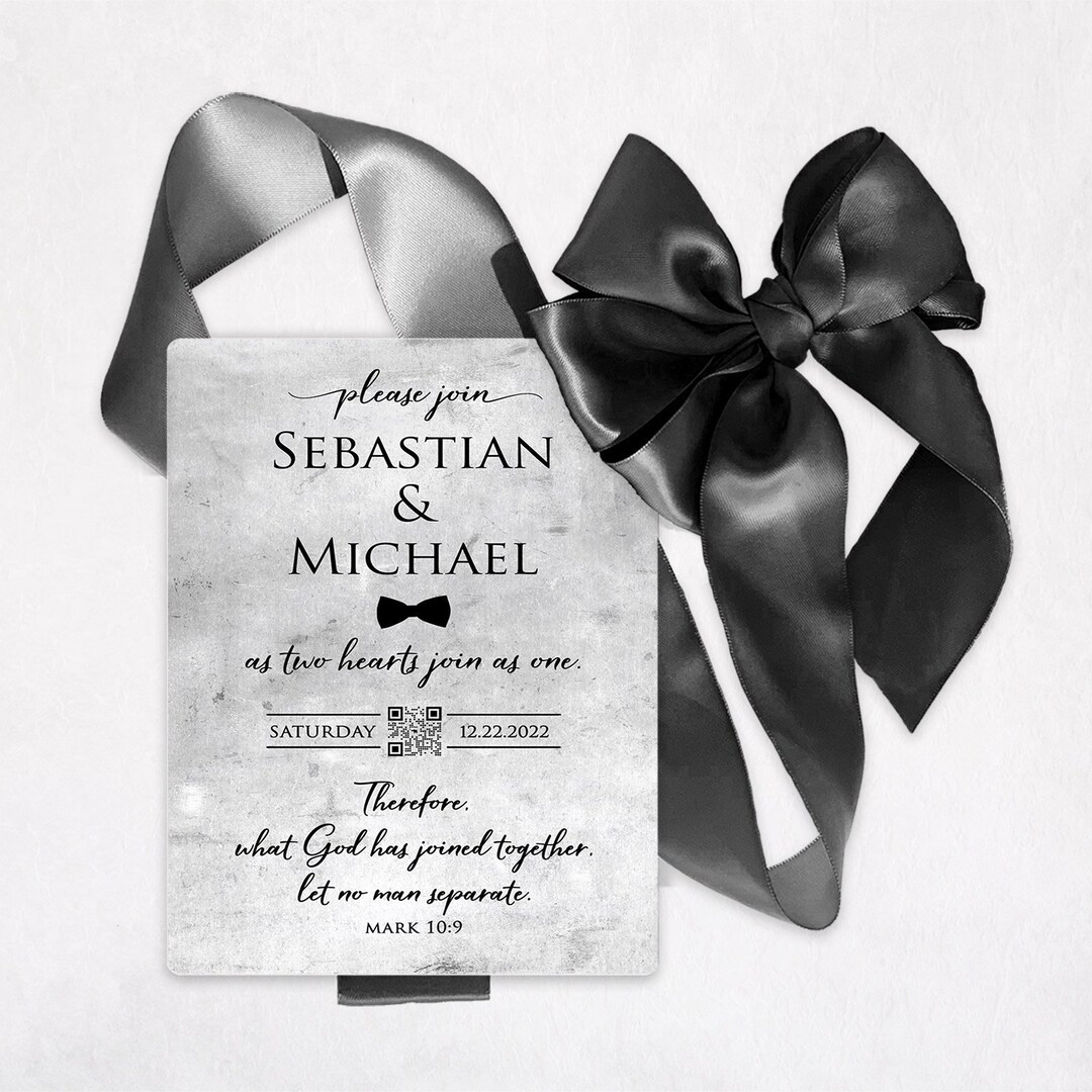 Metal Wedding Invitations, Modern Wedding, Black Tie, Tarnished Tin ...