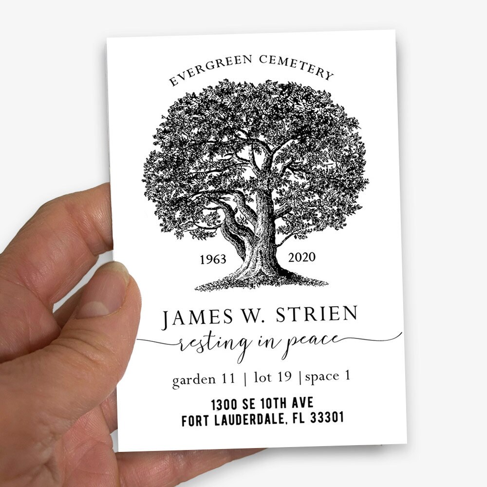 Custom Metal Cemetery Card Set Gravesite Location | Etsy